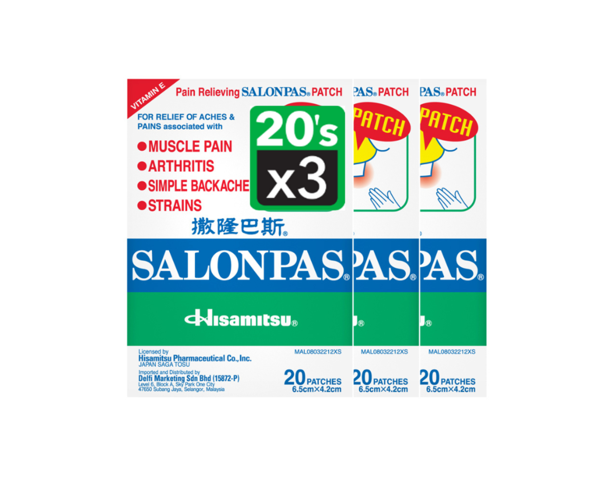 Salonpas Patch (3x20's) - Fast Pain Relief