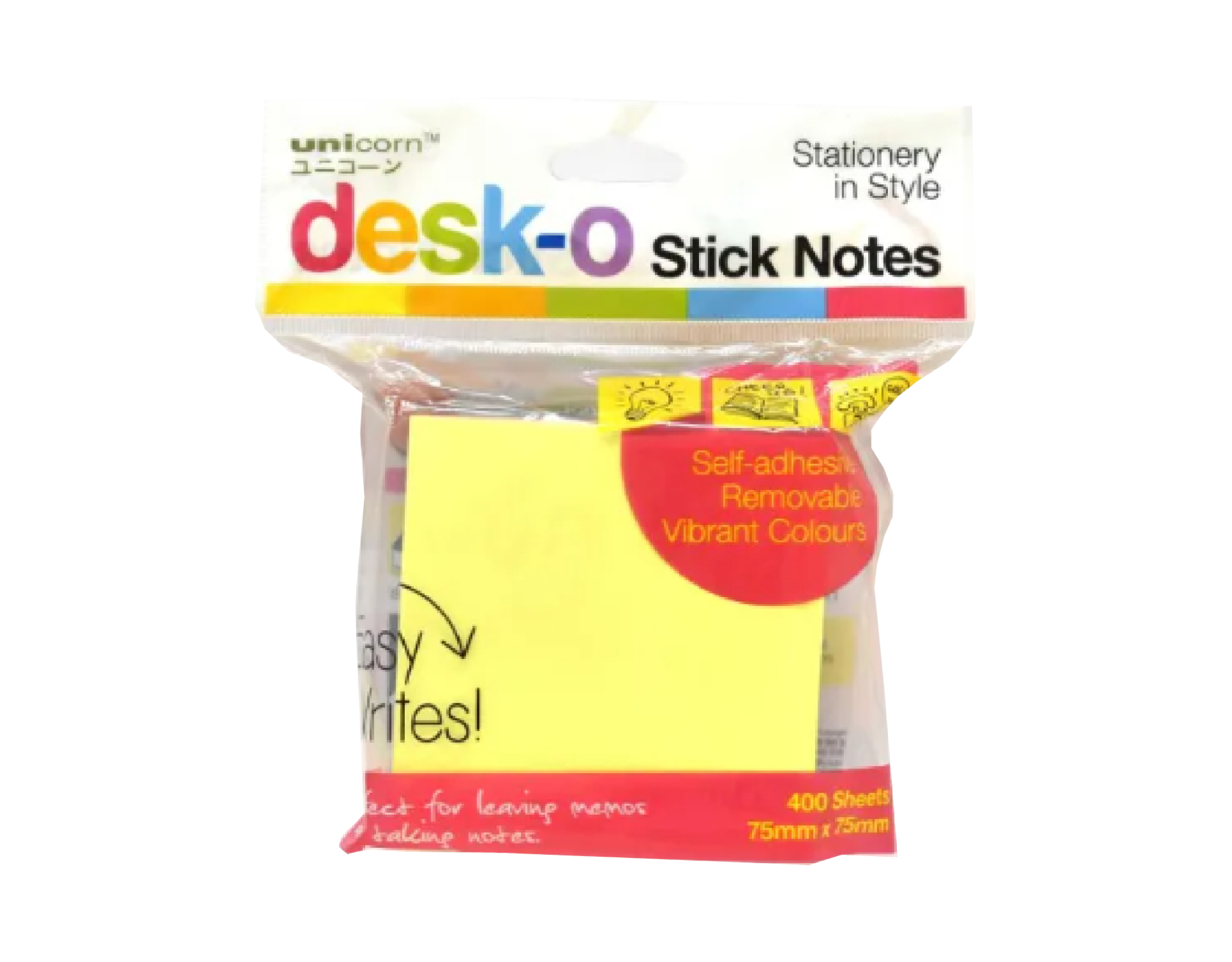 Unicorn Sticky Notes 5 Colours 75x75mm | myaeon2go