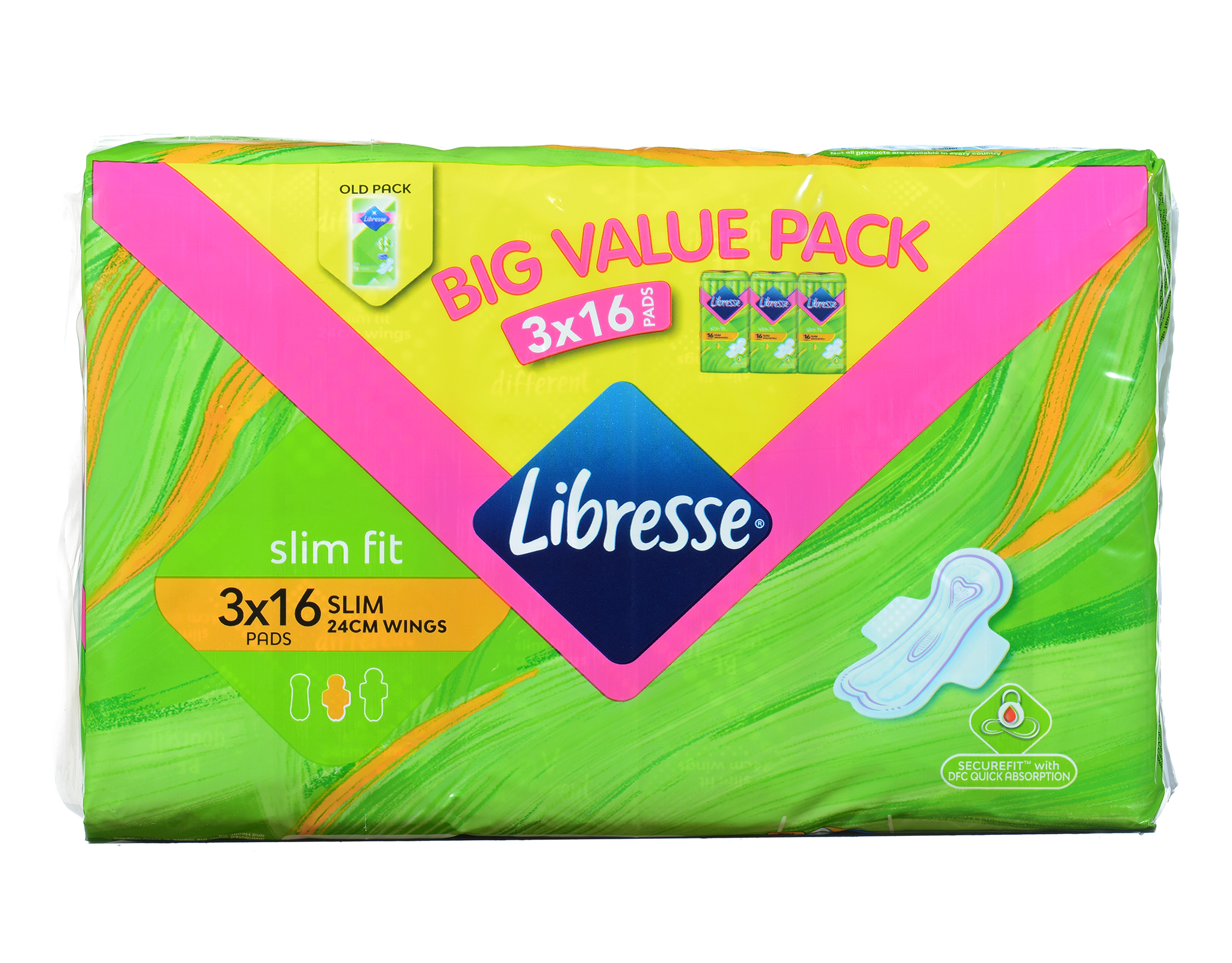 Libresse Slim Fit Slim Wings 24cm 3x16 Pads - SecureFit