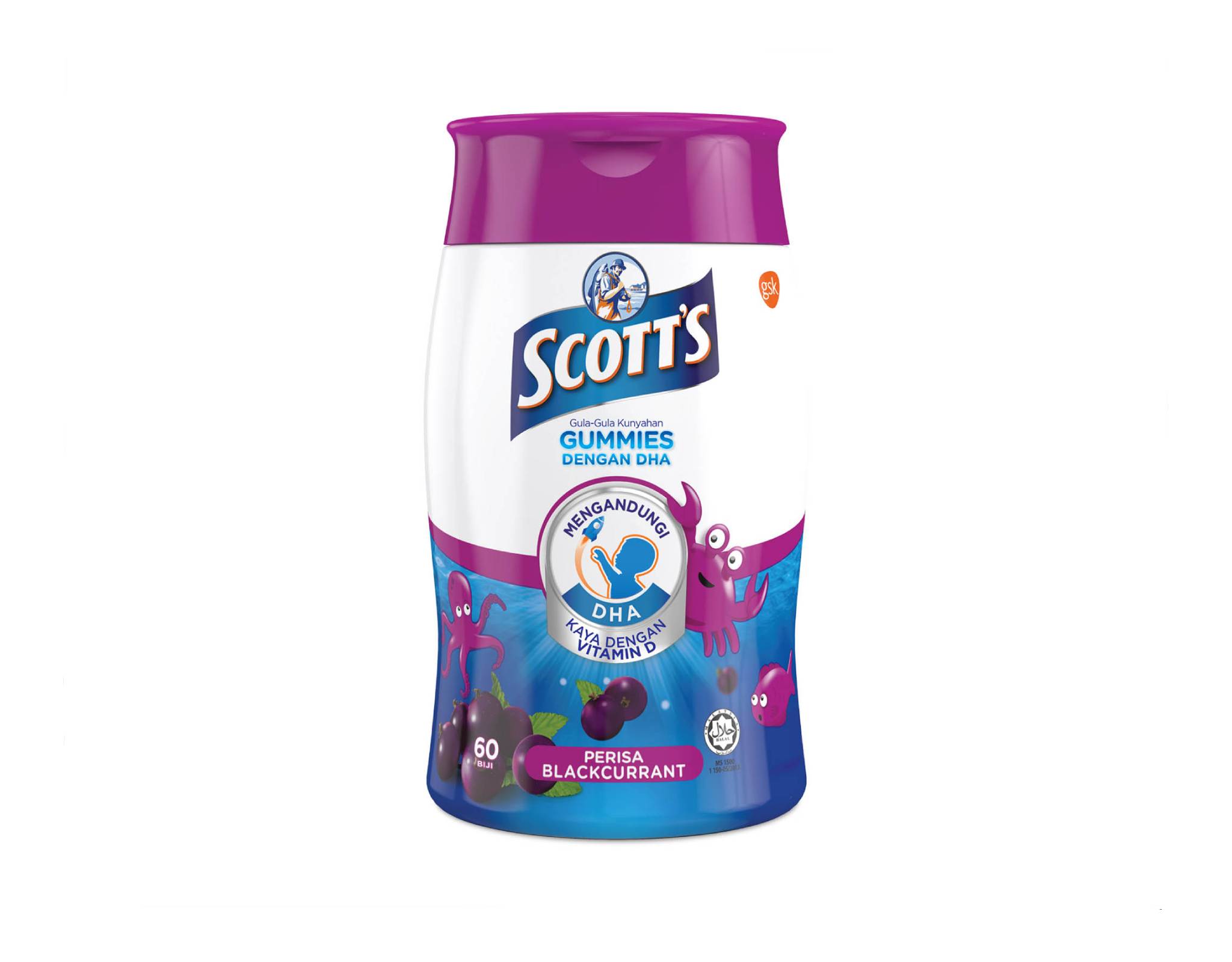 Scott's Gummies with DHA Blackcurrant, 60 pcs - Brain Support