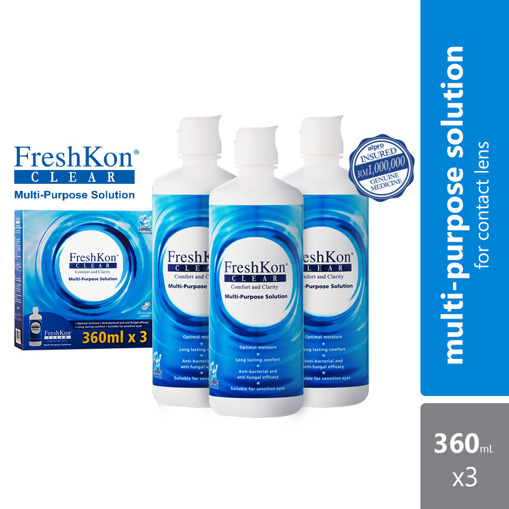Freshkon Clear Multi-Purpose Solution, 3x360ml - Moisture & Comfort