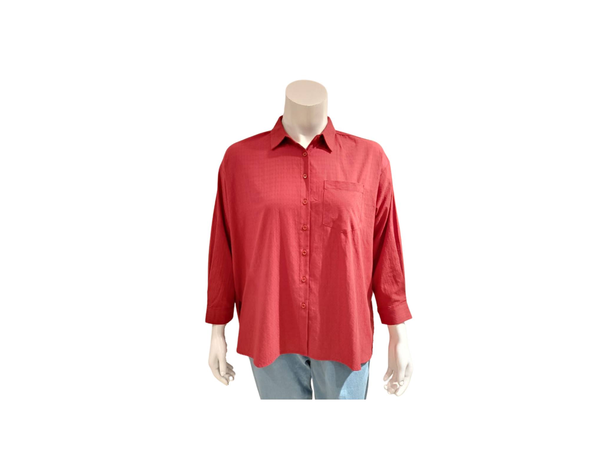 Plus Collection Long Sleeve Blouse Red | myaeon2go