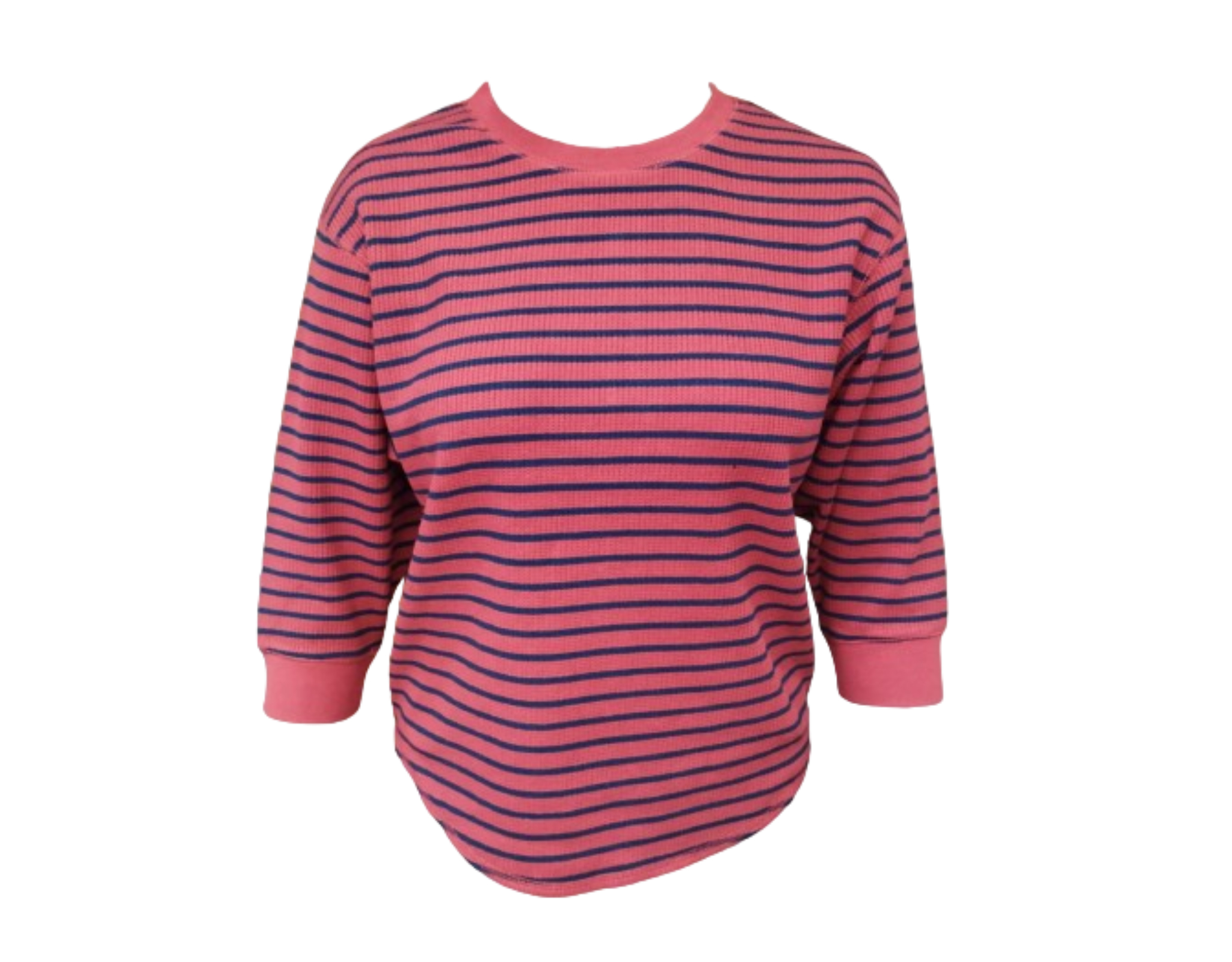 Tized Ladies Waffle 3/4 Sleeve Shirt Red & Navy | myaeon2go